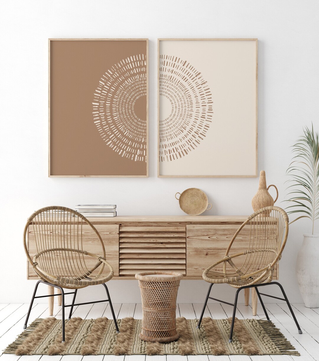 Neutral Wall Art Set of 2 Prints, Neutral Gallery Wall Set, Boho Wall ...