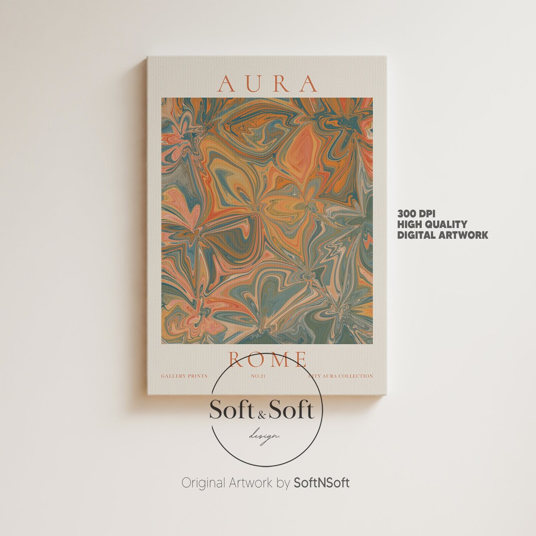 Aura Gradient Energy Wall Art, Rome City Travel Print, City Aura Poster ...