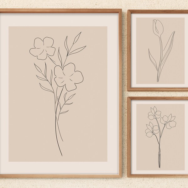 Minimal Flower Art - Etsy