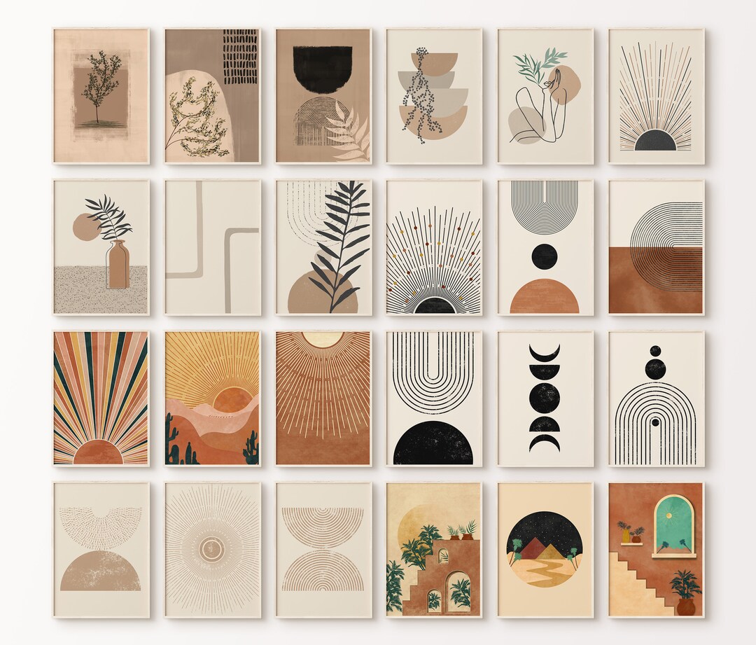 Boho Wall Collage Mega Bundle Set of 24 Prints Geometric - Etsy