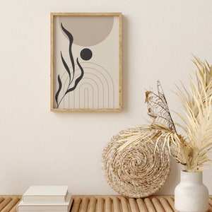 Boho Rainbow Minimalist Print, Modern Floral Poster, Brown Beige ...