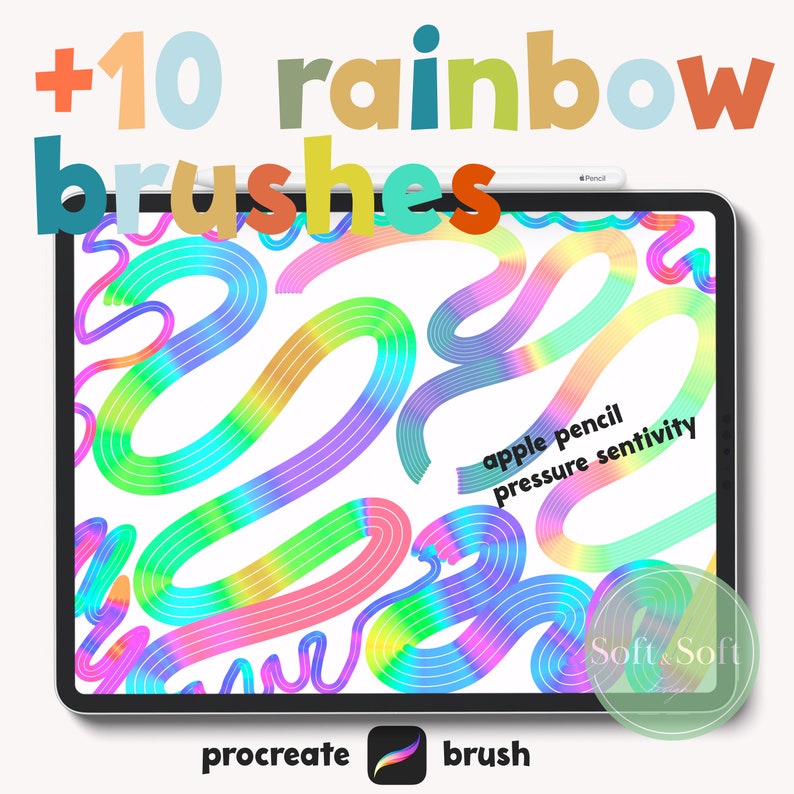 Procreate Multi Line Brush Set, Multiline Brush Bundle, Rainbow Brushes ...