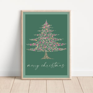 Pink Christmas Wall Art, Christmas Prints, Merry Christmas Art, Santa ...