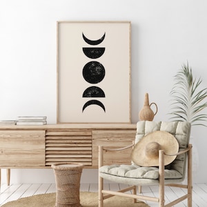 Boho Art Prints Black and White Abstract Geometric Poster - Etsy