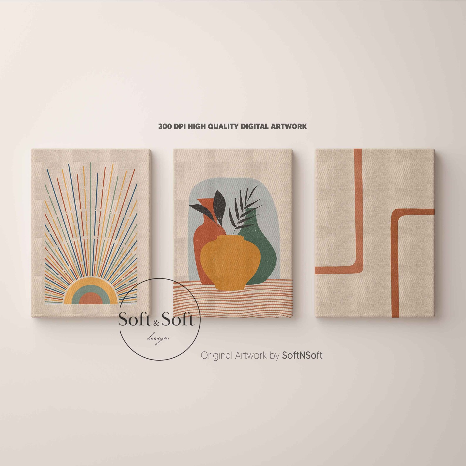 Bright Modern Wall Art, Trendy Art Prints, Boho Printable Set of 6 ...