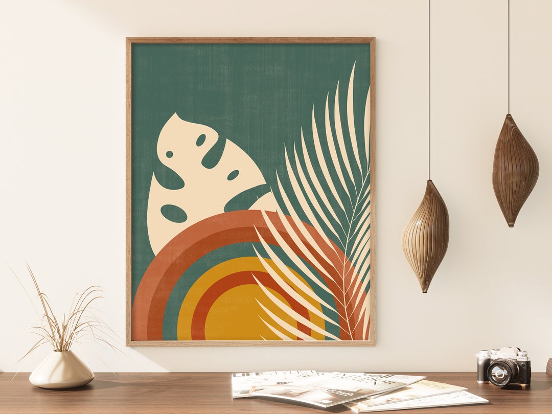 Boho Botanic Art Print, Mid Century Modern Wall Art Print, Nursery ...