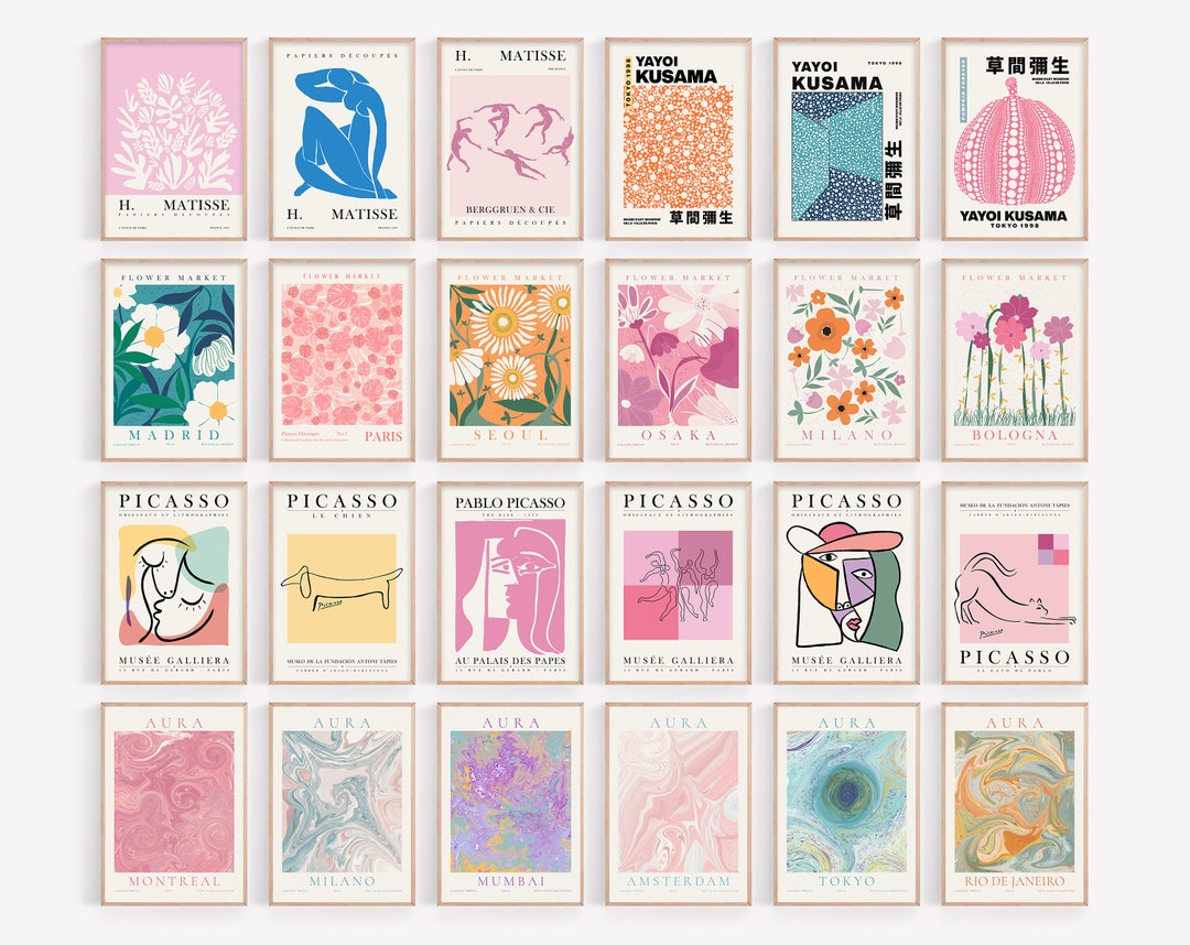 Eclectic Wall Print Bundle, Set of 24 Prints, Matisse Flower Market ...