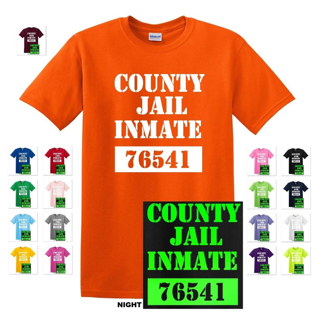 GLOW in the DARK County Jail Inmate Prison Halloween Costume Joke Humor ...