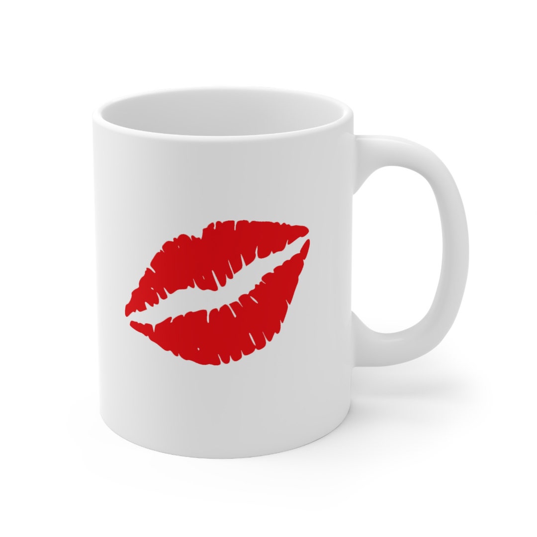 RED LIP PRINT Mark Smooch Kiss Valentine's Gift Fashion Ceramic Mug ...
