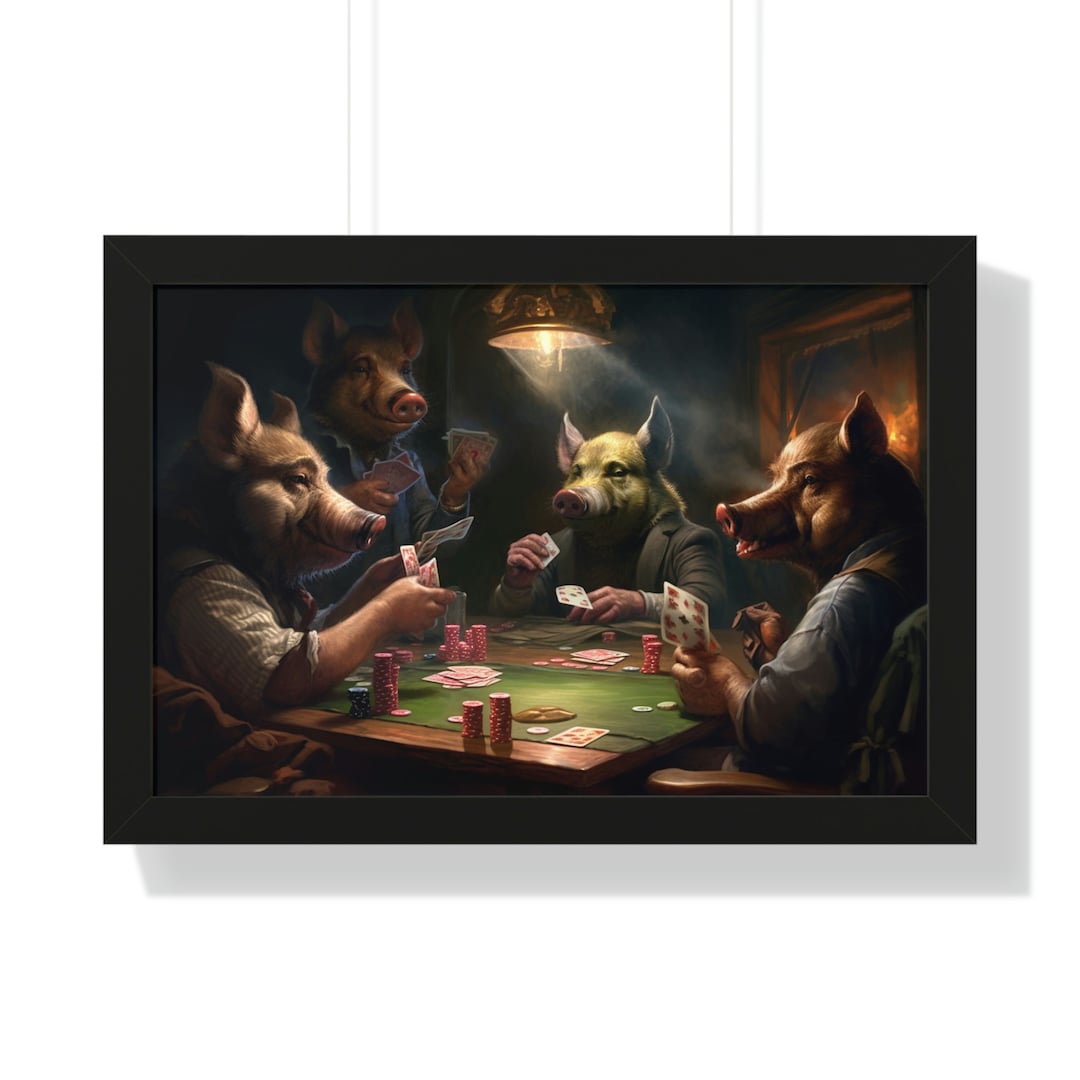 PIGS PLAYING POKER Abstract Art Painting Framed Poster - Etsy