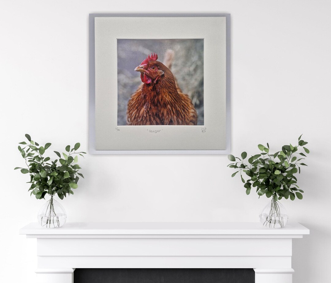 Warren Chicken Digital Print, Ginger Hen Art Print, Fun Red Chicken ...