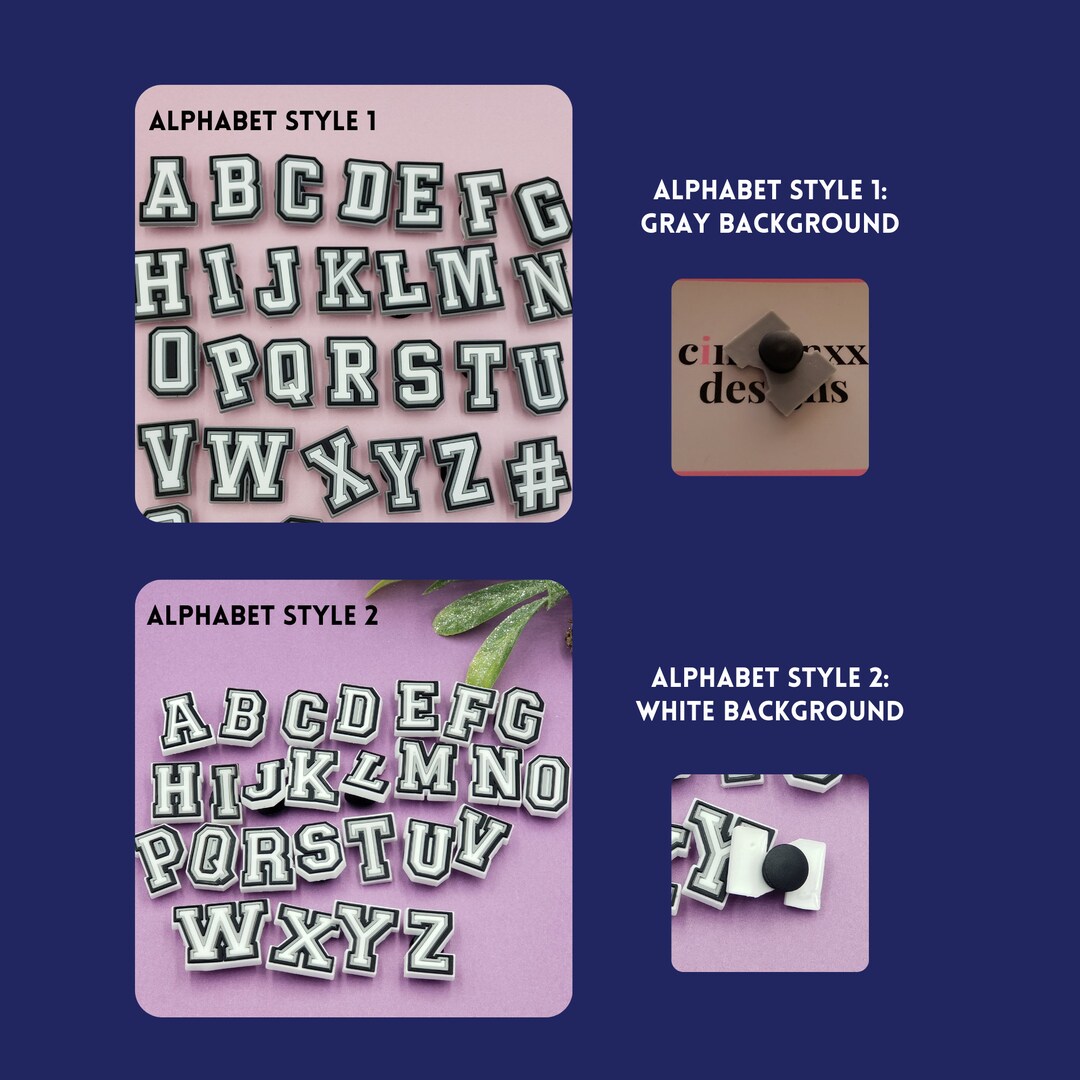 Shoe Charm Clog Jibbitz Alphabet Letters Black White Gray - Etsy