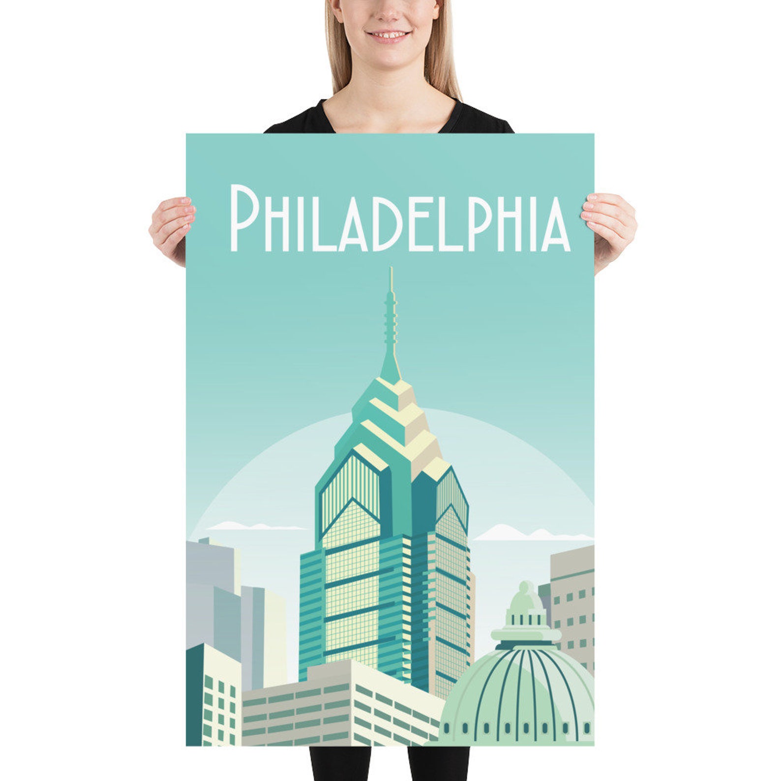 Philadelphia Travel Poster Print Philadelphia Skyline Poster | Etsy
