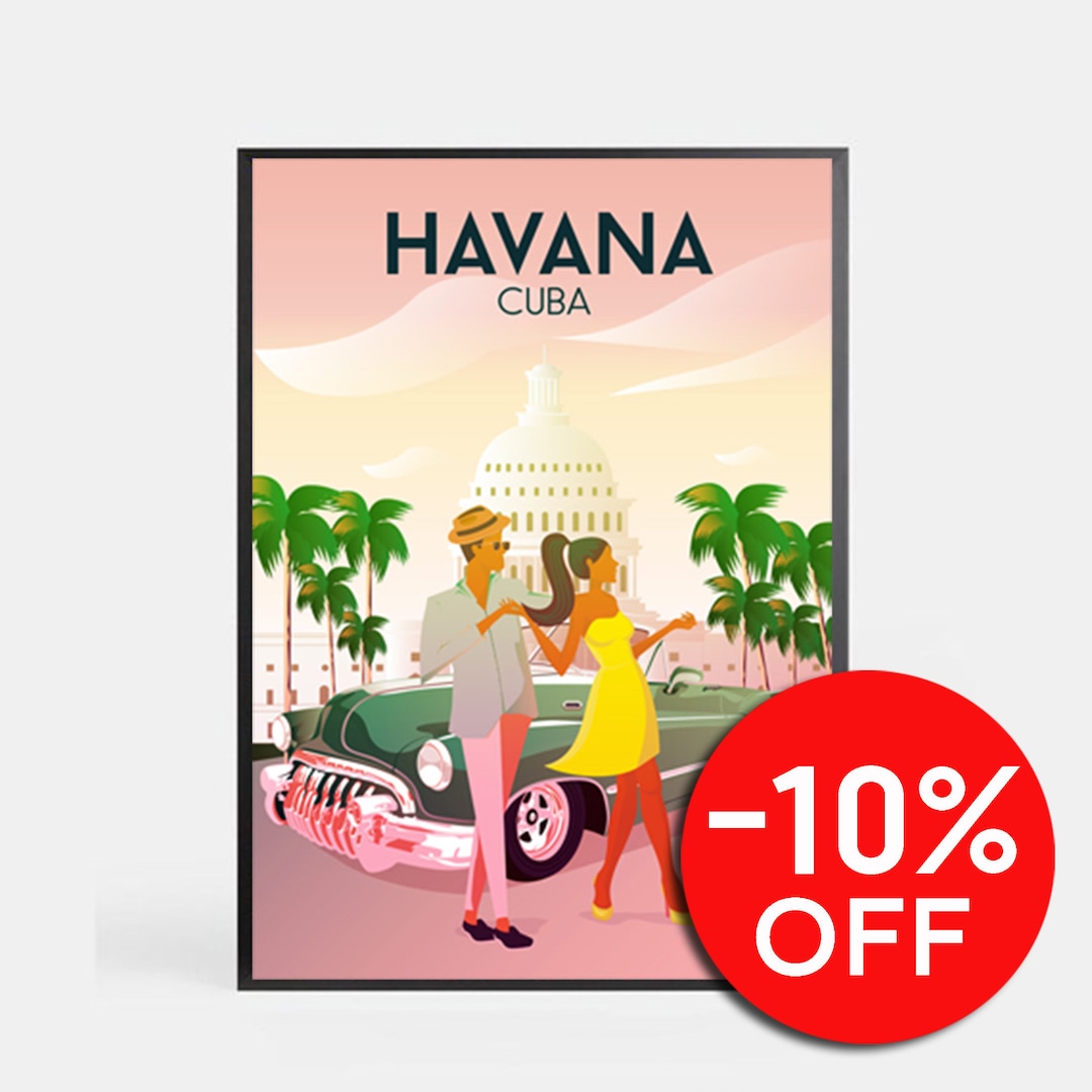 Havana Cuba | Vintage Travel Poster | Home & Living| Wall Décor Sizes ...