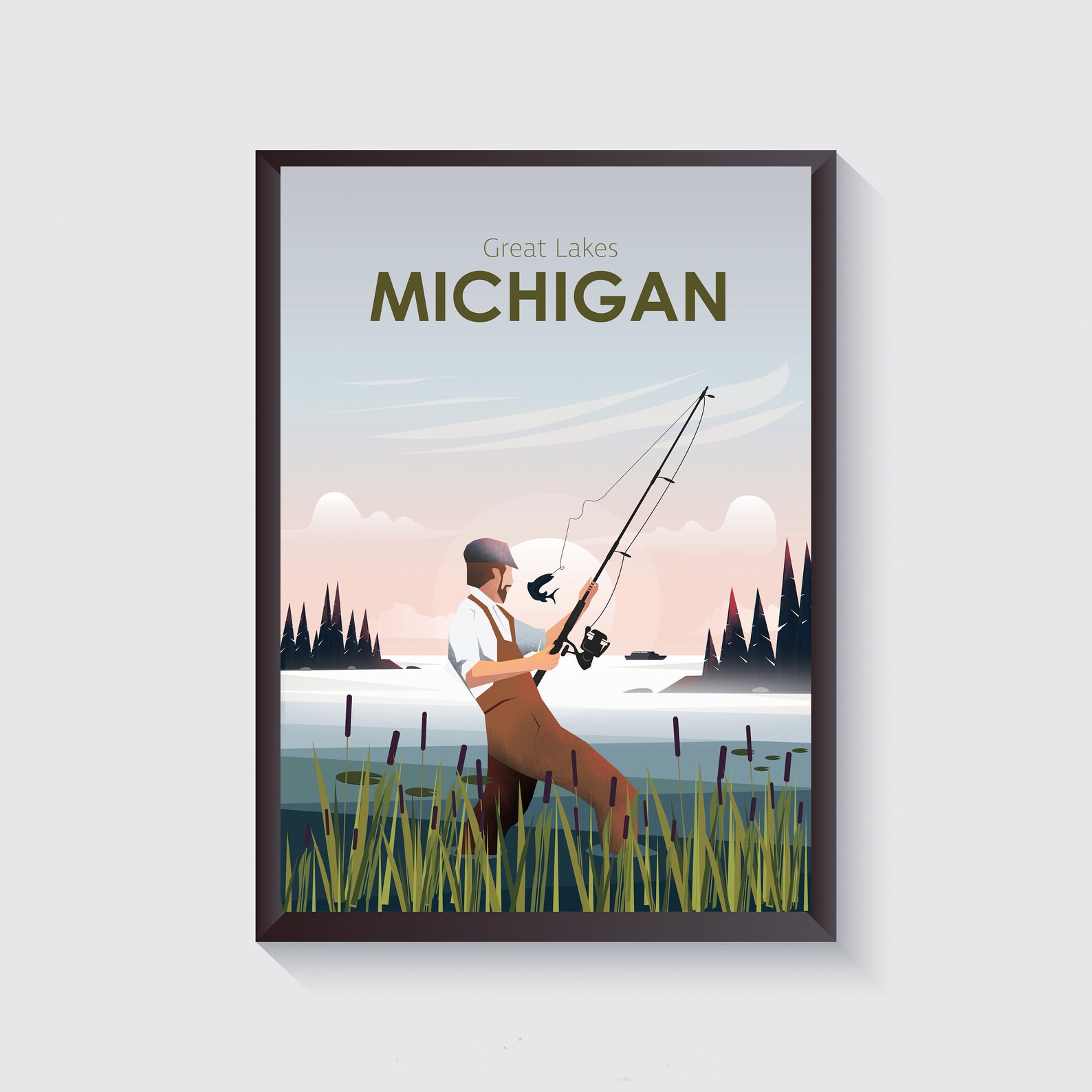Great Lakes Michigan Vintage Style Poster, Michigan Tourism, Suttons ...