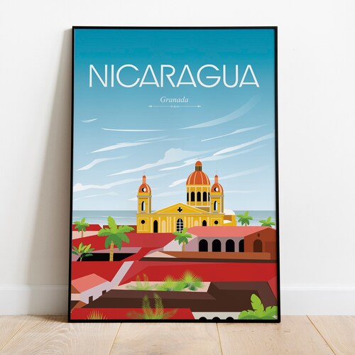 Nicaragua Granada Travel Poster Wall Art Print Digital Art - Etsy