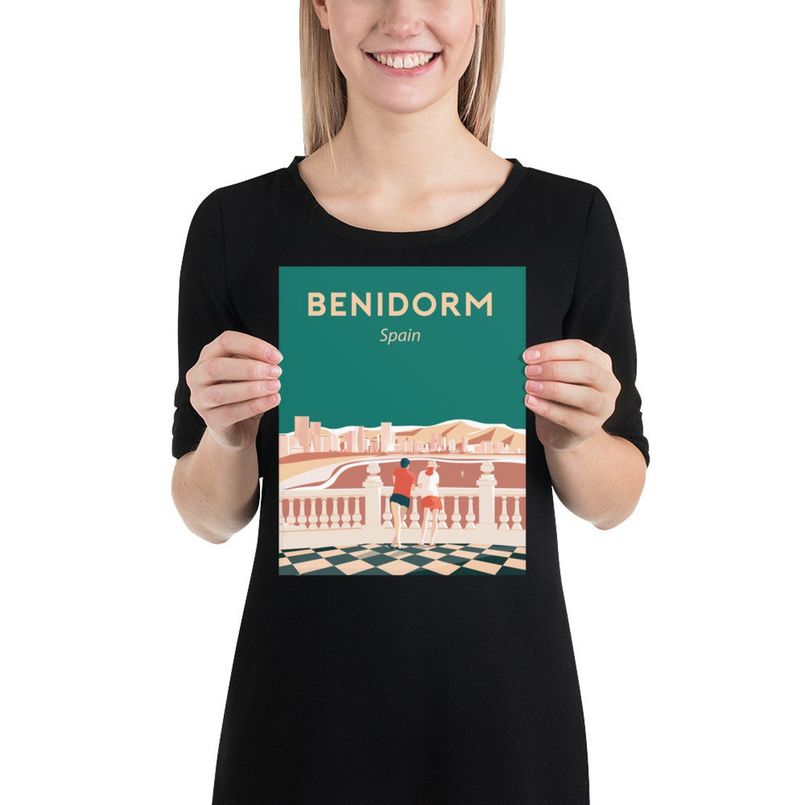 Benidorm Espana Benidorm Spain, Travel Poster Skyline Wall Art, Size ...