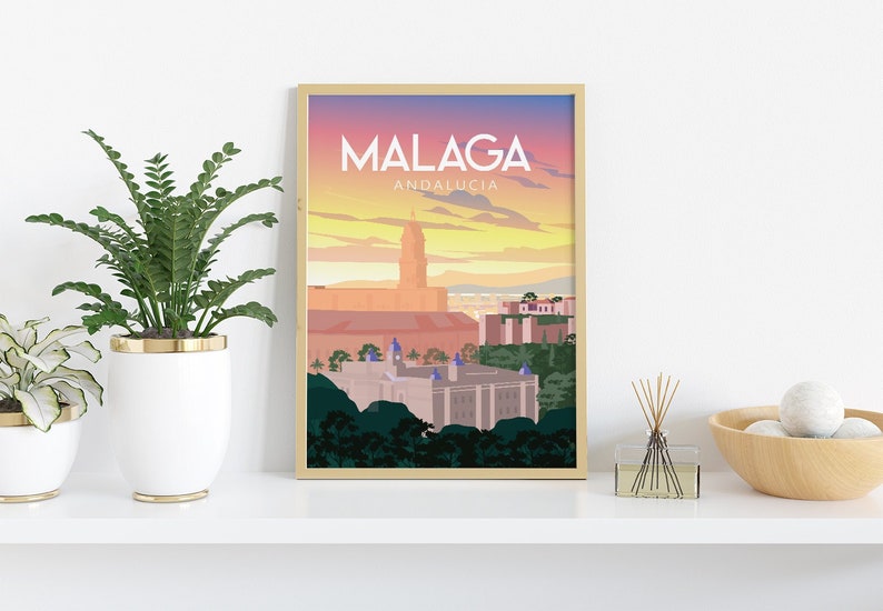 Malaga Andalucia Spain Travel Poster Size 12x16 Inches Wall Art ...