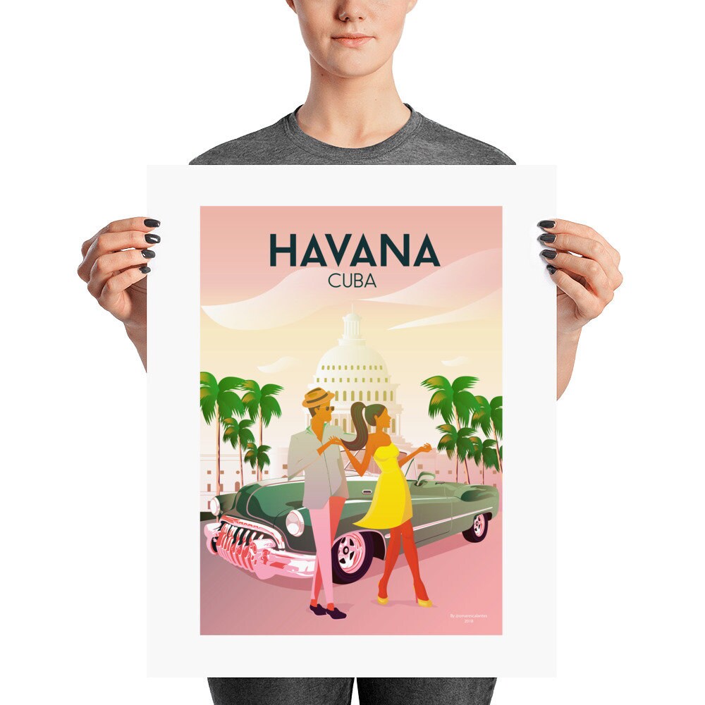 Havana Cuba | Vintage Travel Poster | Home & Living| Wall Décor Sizes ...