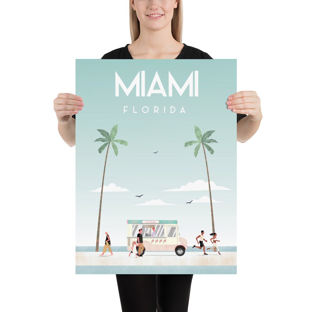 Miami Travel Poster South Beach Vintage Retro Poster Travel - Etsy