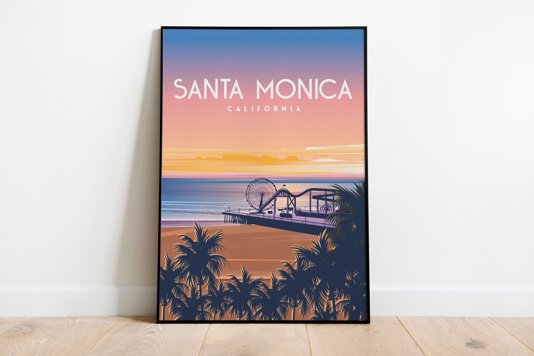 Santa Monica Travel Poster Digital File 16x20 Inches Size - Etsy