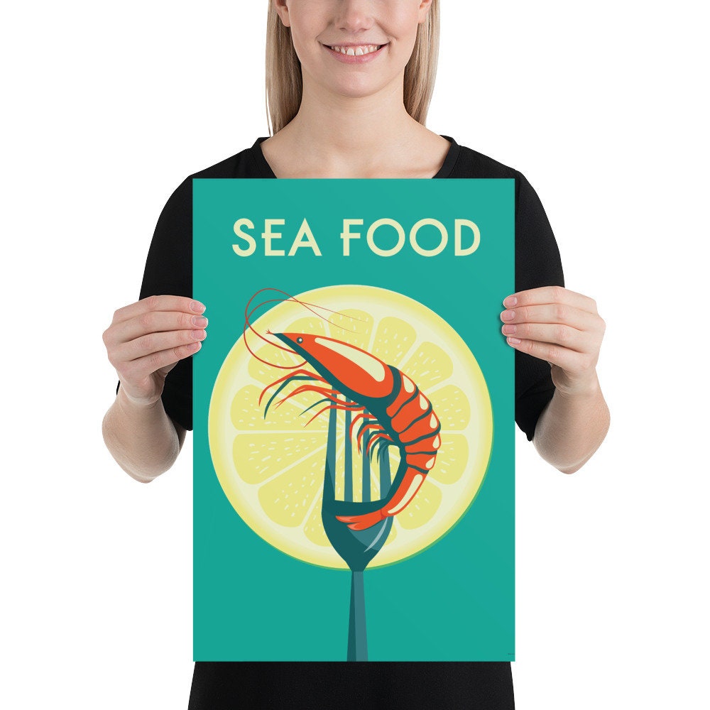 Sea Food Poster Kitchen Shrimp Poster Home Decoration Vintage | Etsy