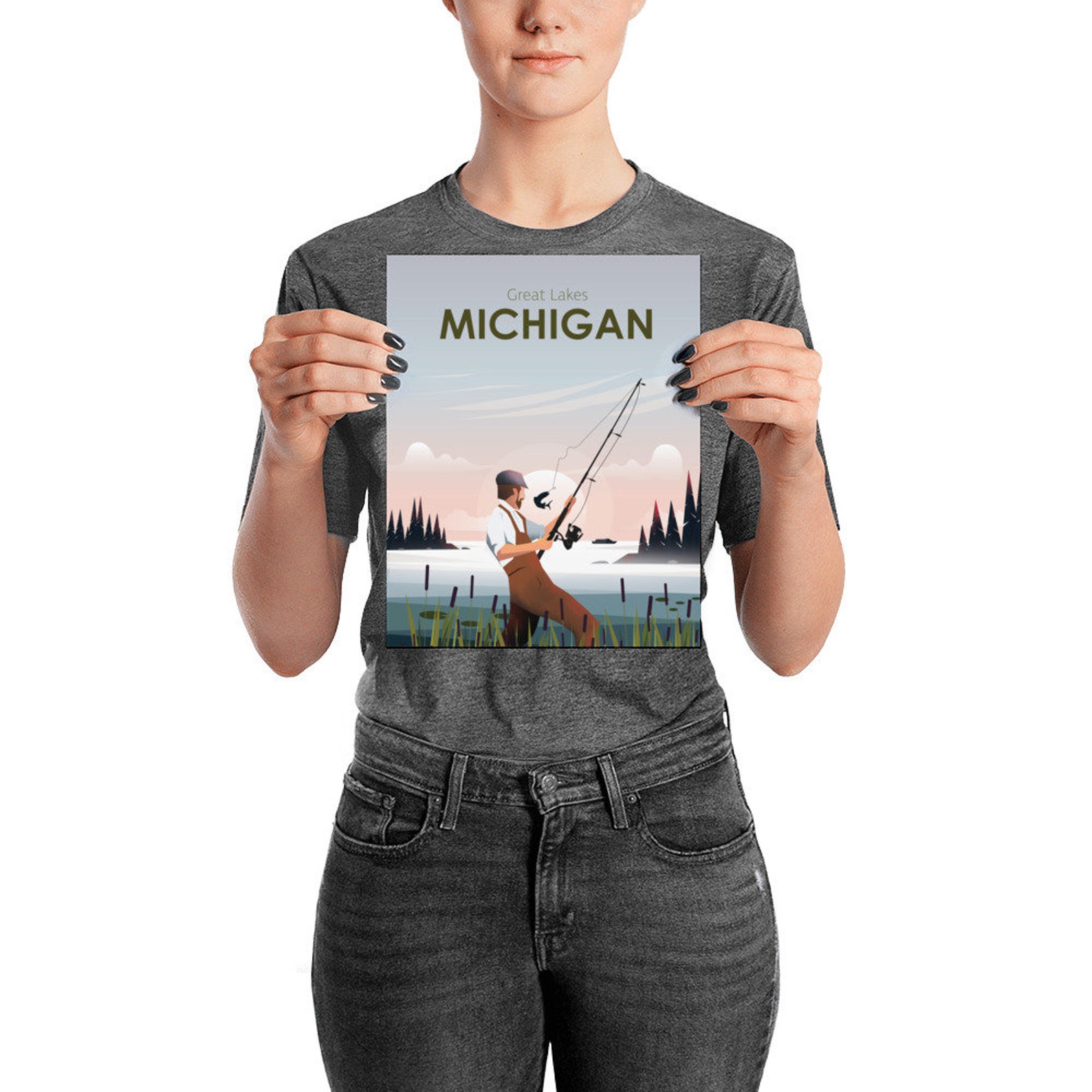 Great Lakes Michigan Vintage Style Poster, Michigan Tourism, Suttons ...