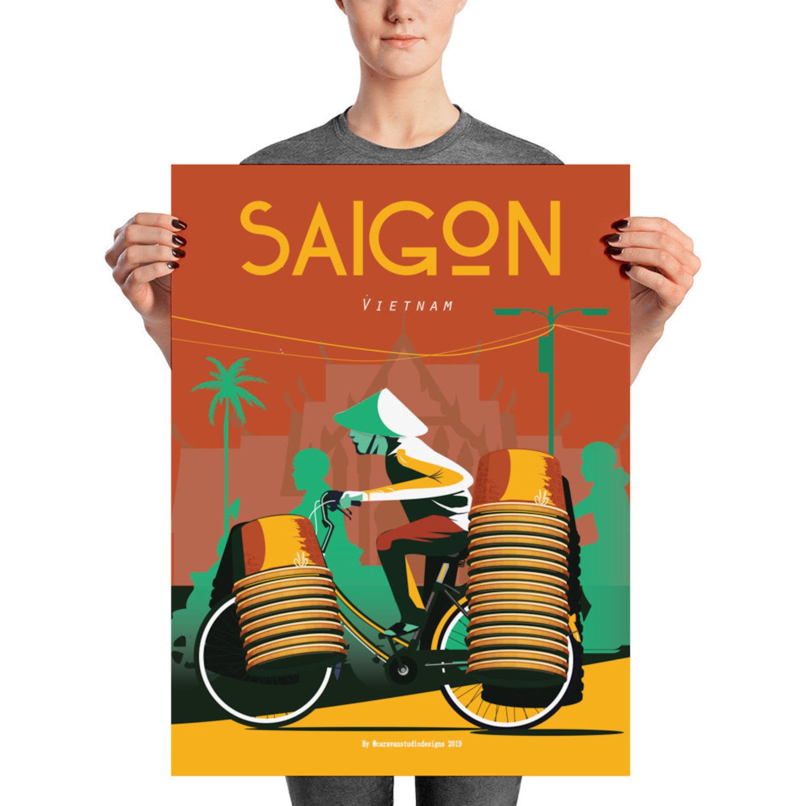 Saigon City Retro Poster - Vietnam Art Print | Travel Poster Sizes ...