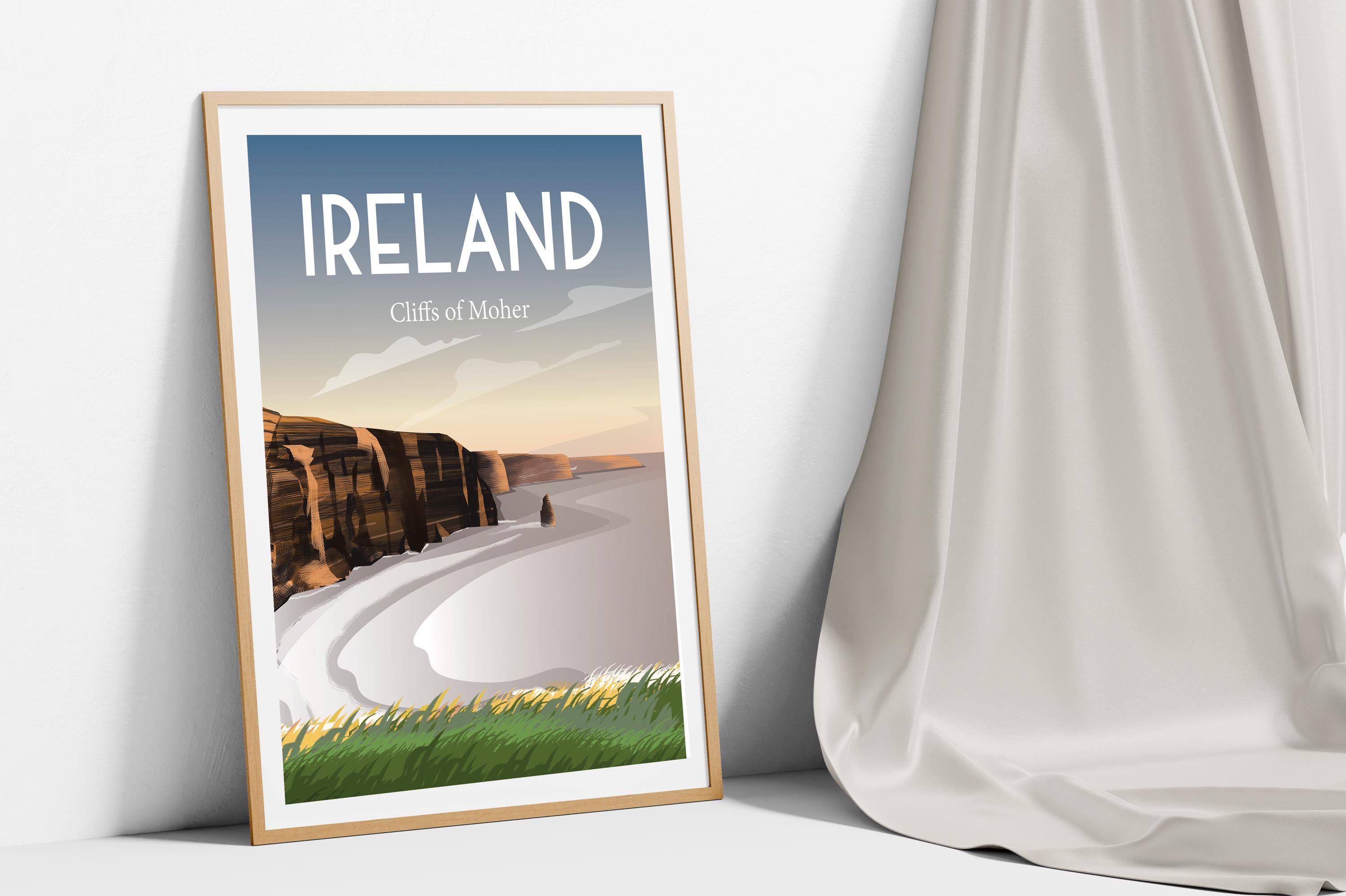 Ireland Poster - Vintage Travel Poster - Minimalist Art Prints Cliffs ...