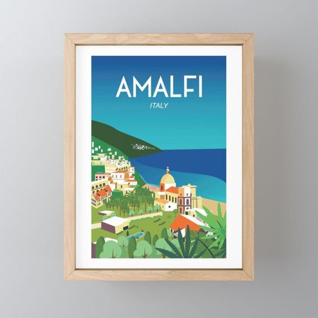 Amalfi Travel Poster of Amalfi Coast Italy Italian Wall Art - Etsy