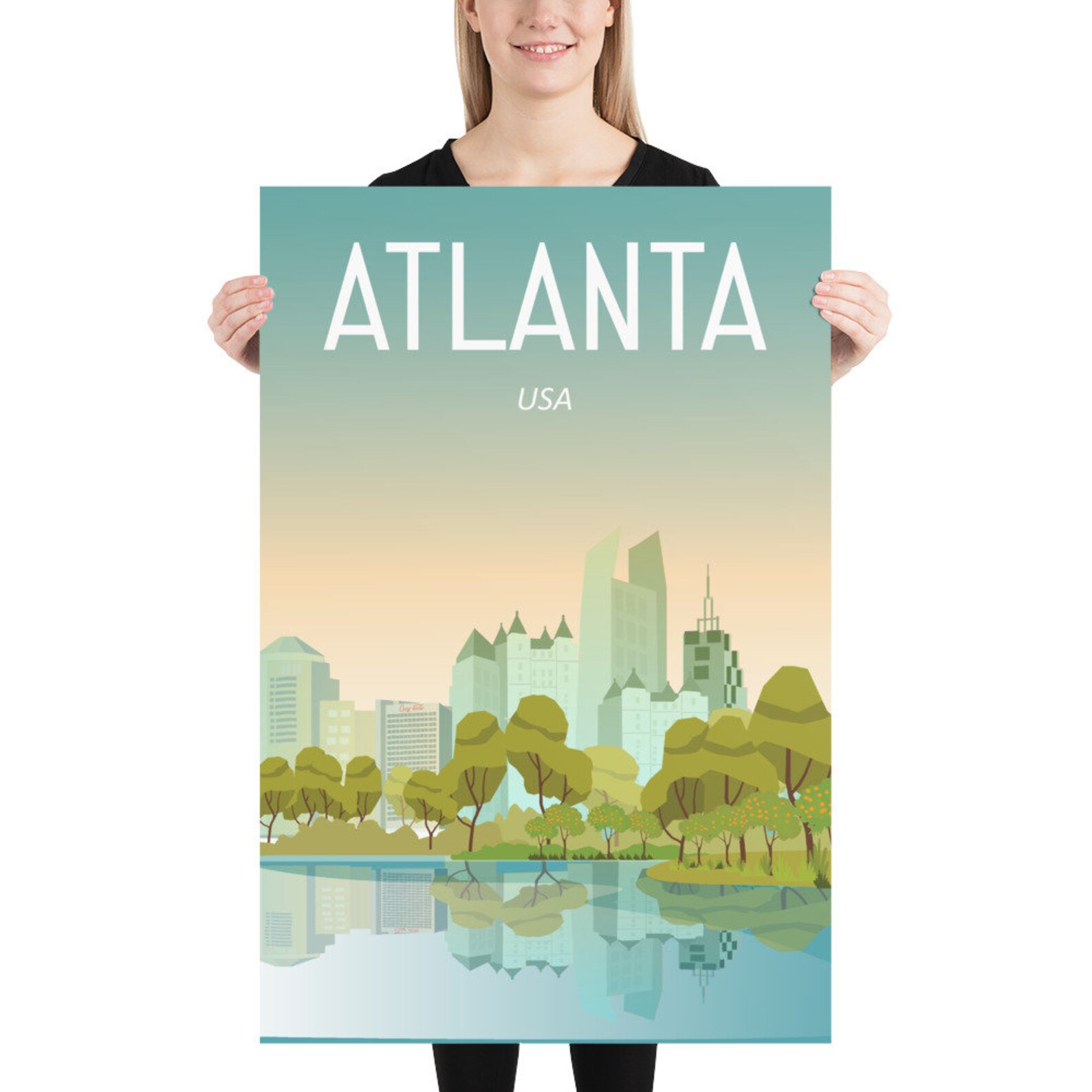 Atlanta Print Atlanta Travel Poster Atlanta Georgia Sizes: - Etsy