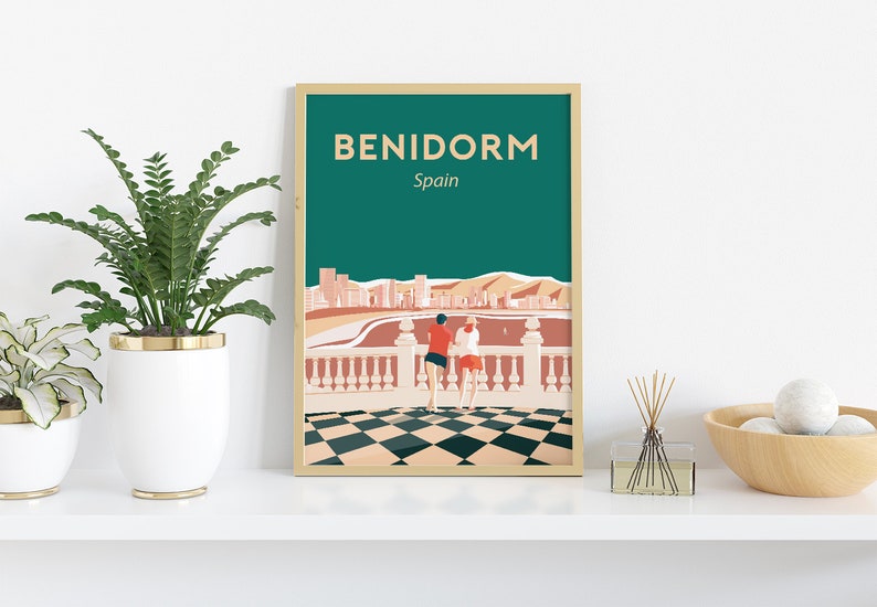 Benidorm Espana Benidorm Spain Travel Poster Skyline Wall - Etsy