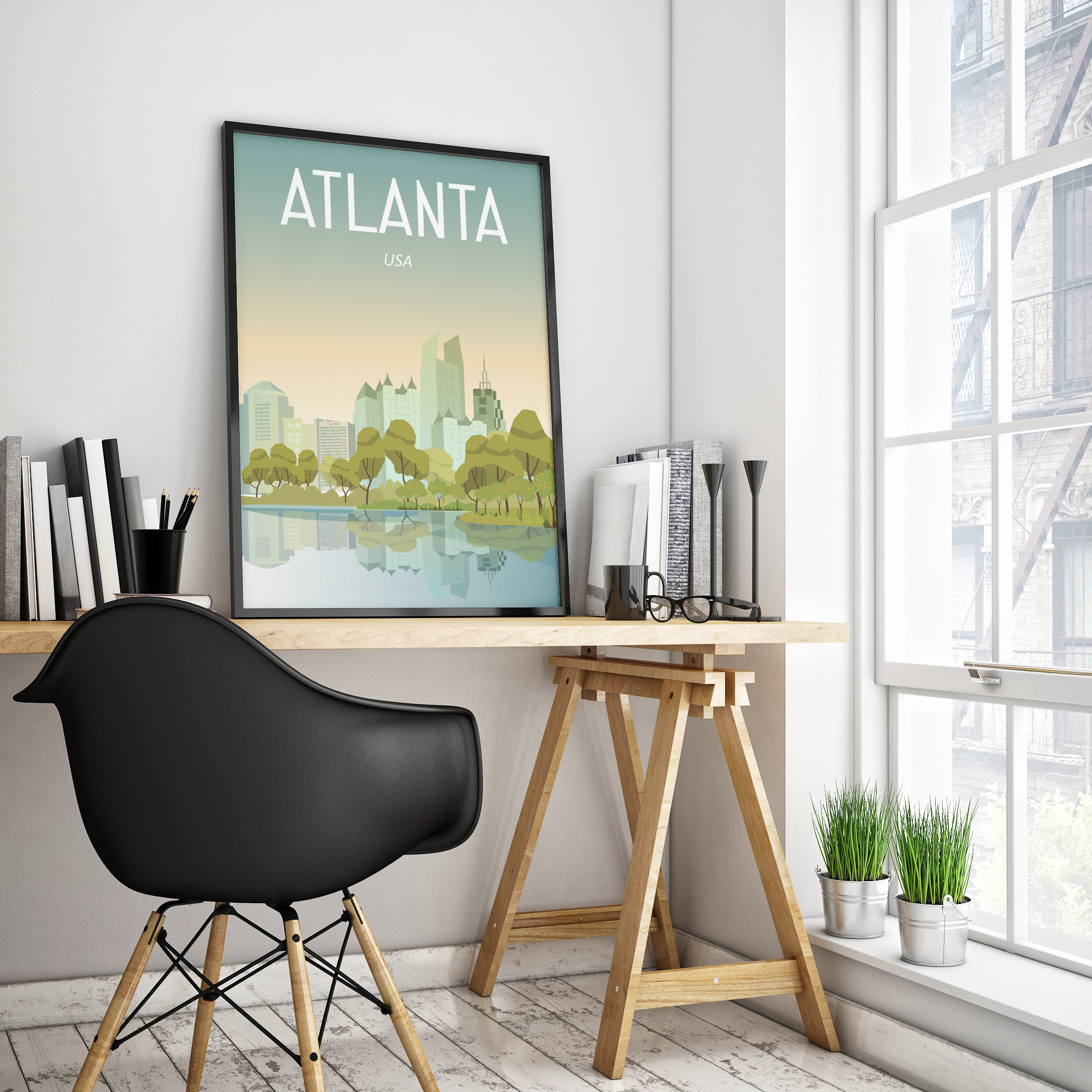 Atlanta Print Atlanta Travel Poster Atlanta Georgia Sizes: (inches ...