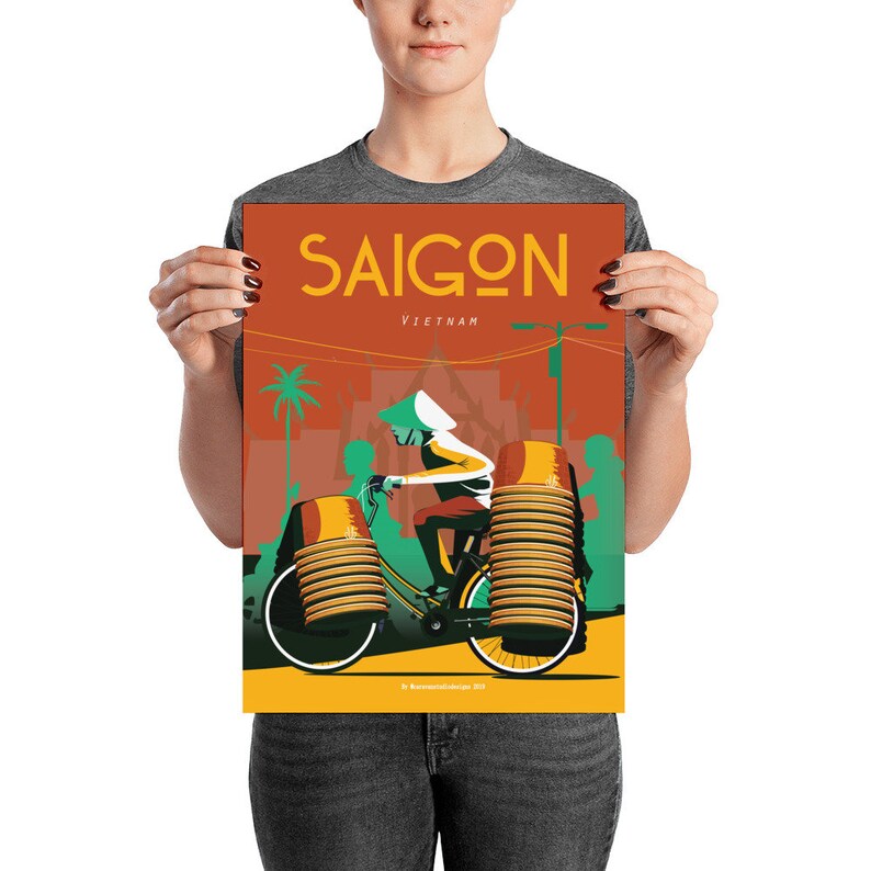 Saigon City Retro Poster Vietnam art print Travel Poster | Etsy