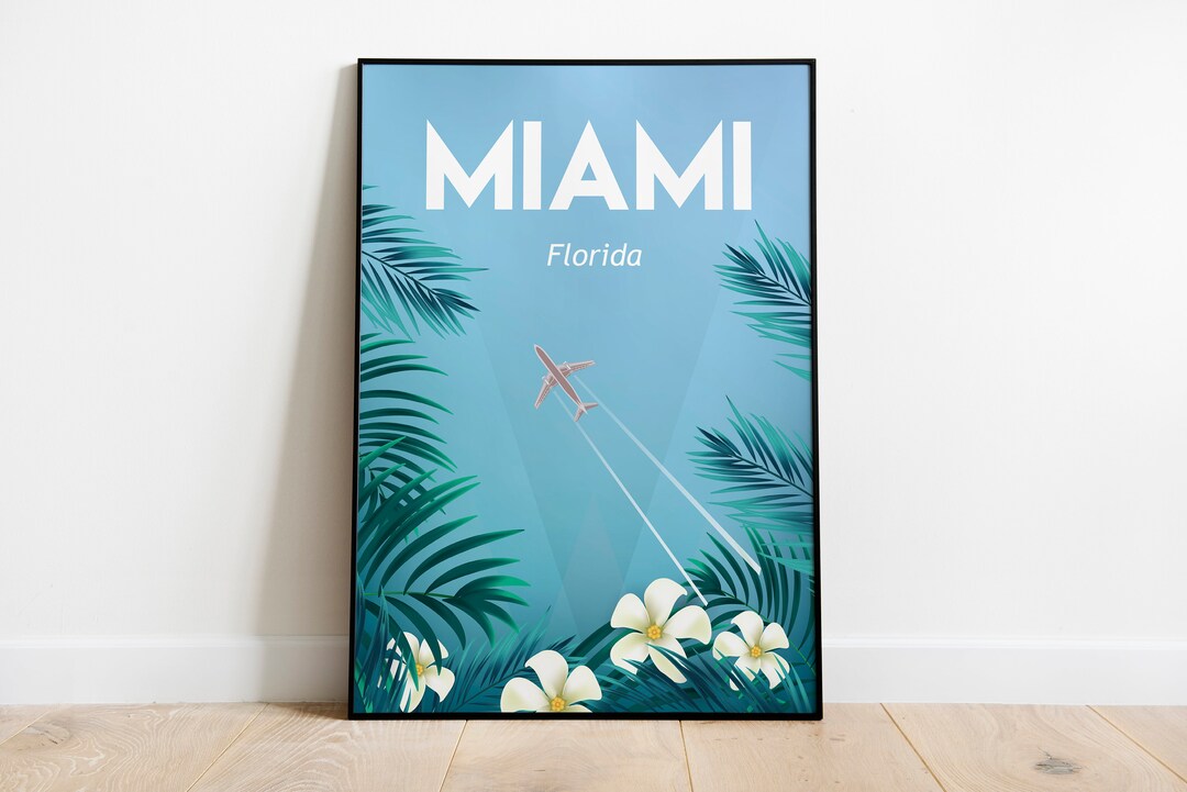 Miami Florida Travel Poster Wall Art Poster Home & Living| Wall Décor ...