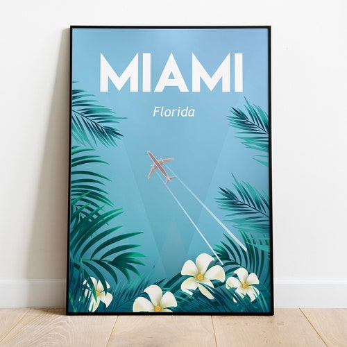 Miami Florida Travel Poster Wall Art Poster Home & Living | Etsy