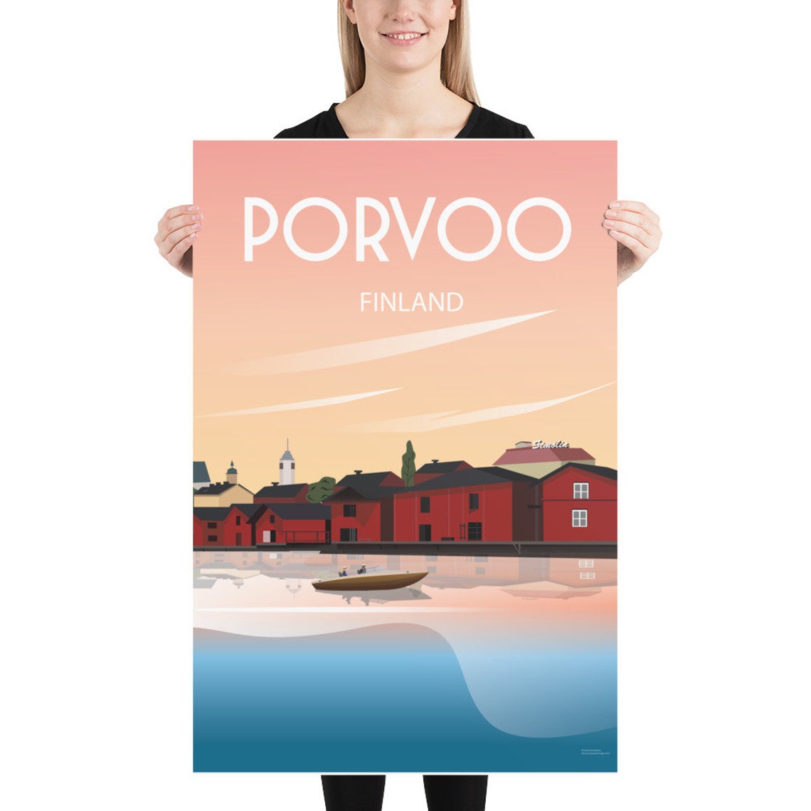 Porvoo Finland Travel Poster Wall Art Print Scandinavia | Etsy