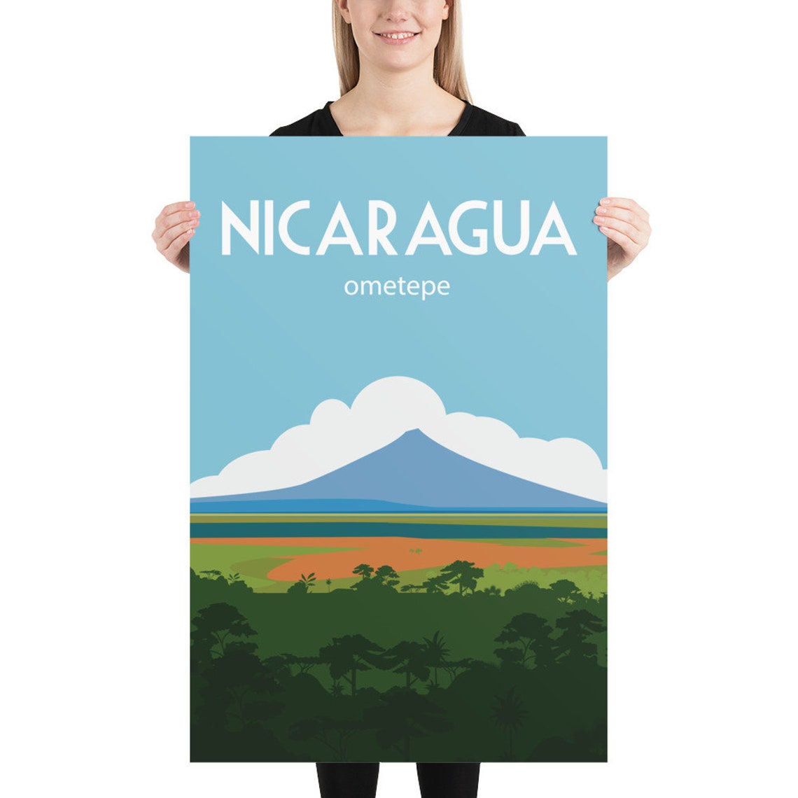 Nicaragua Travel Poster Wall Sizes inches 8x10 12x16 12x18 | Etsy