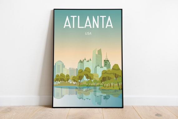 Atlanta Print Atlanta Travel Poster Atlanta Georgia Sizes: - Etsy