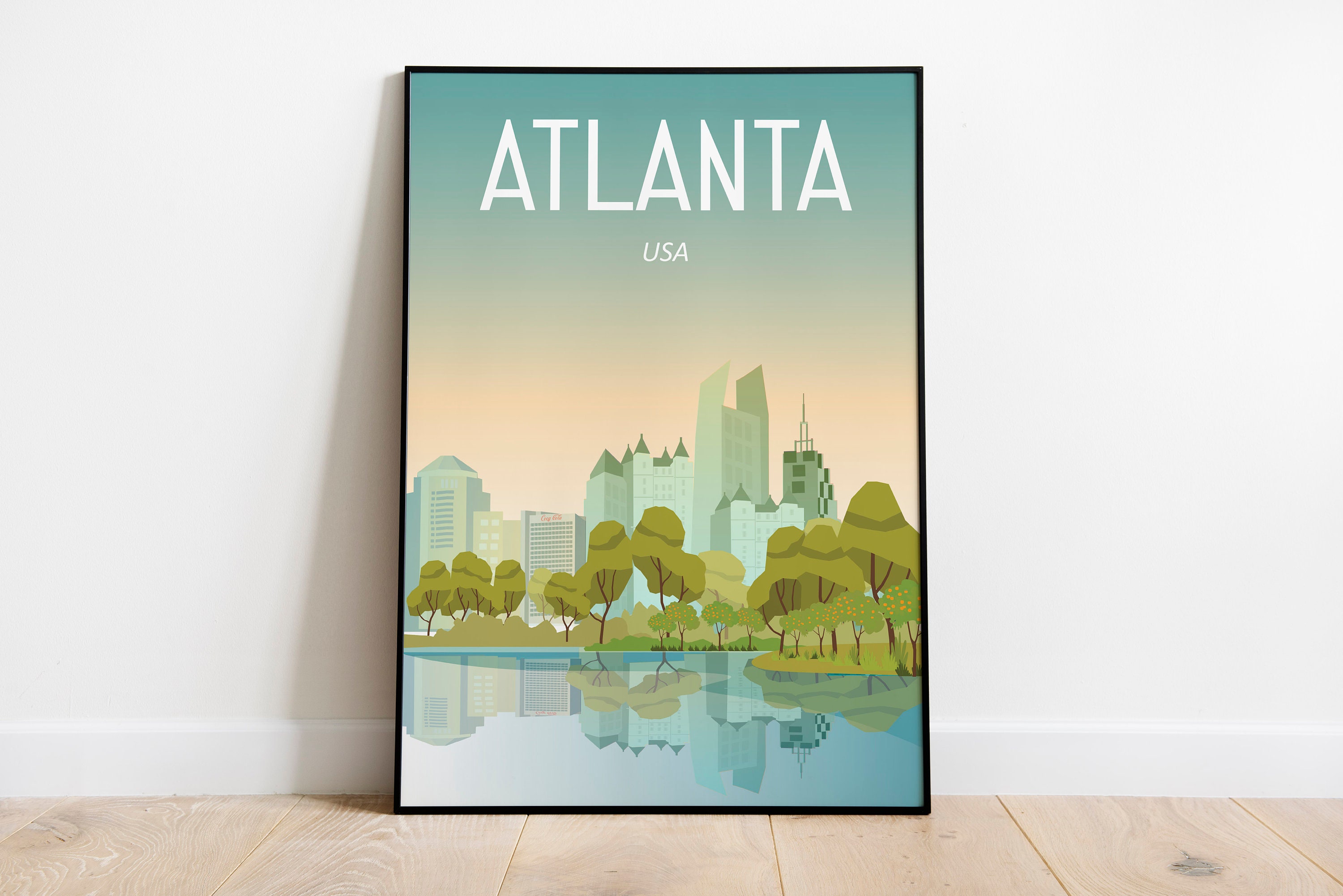 Atlanta print Atlanta travel poster Atlanta Georgia Sizes: | Etsy