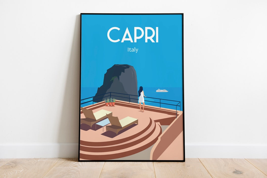 Italy Capri Poster| Vintage Travel Print| Capri Italy Print Sizes ...