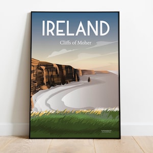 Cliffs of Moher Ireland Travel Poster | Enhanced Matte Paper Perfect ...