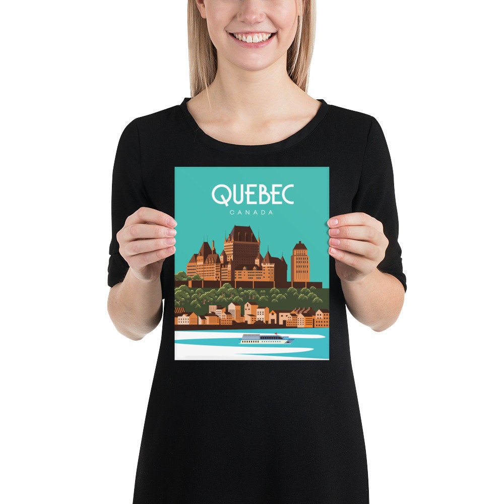 Quebec Canada Vintage Travel Poster Size inches 8x10 12x16 | Etsy
