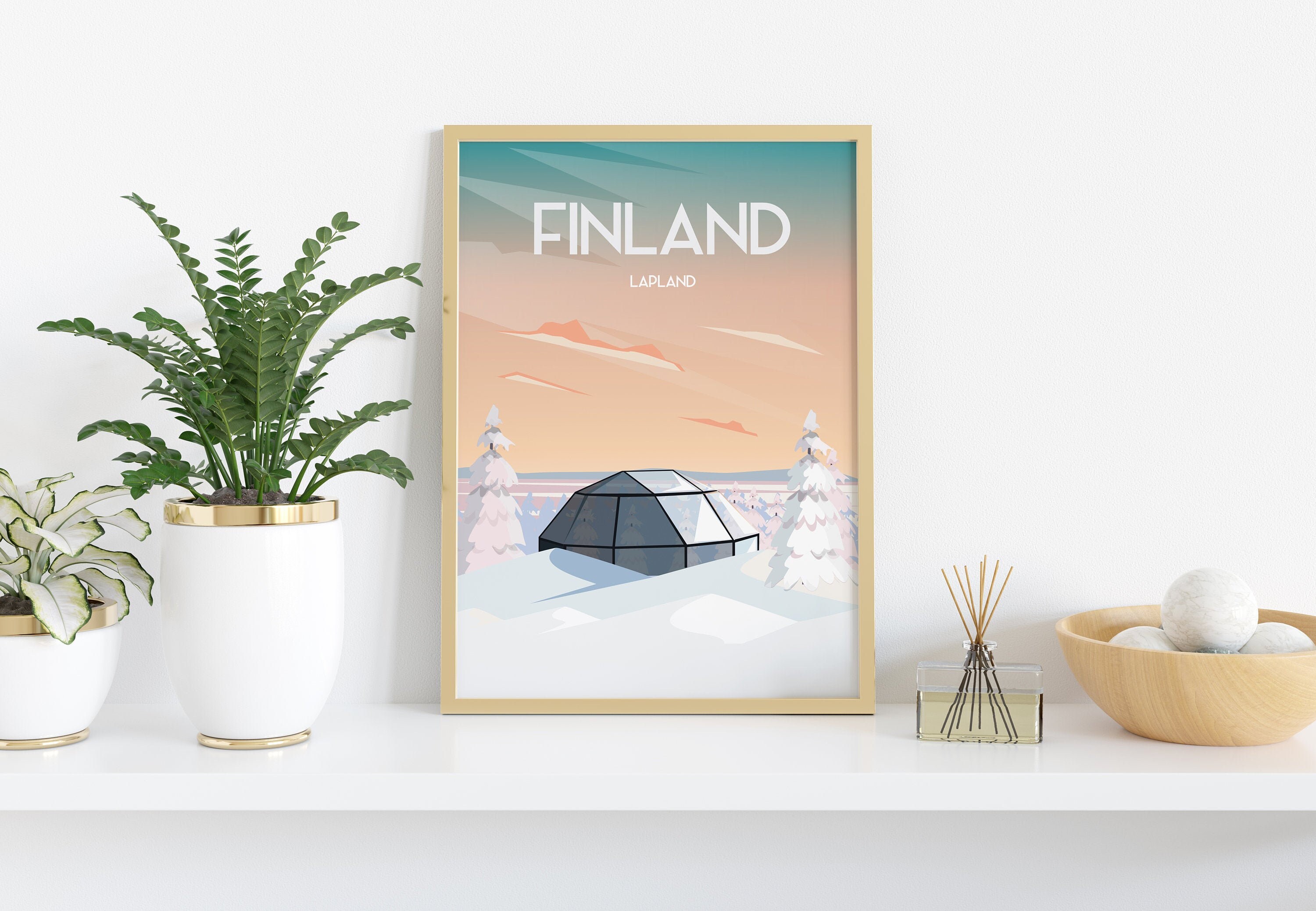 Finland Lapland Travel Poster Wonter Poster Art Print | Travel Poster ...
