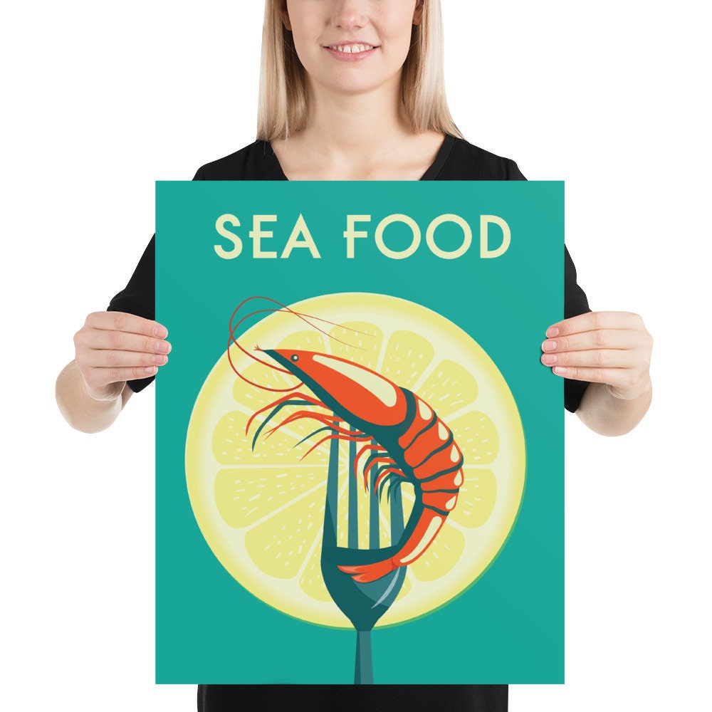 Sea Food Poster Kitchen Shrimp Poster Home Decoration Vintage Poster ...