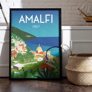Amalfi, Travel Poster of Amalfi Coast Italy, Italian Wall Art, Amalfi ...
