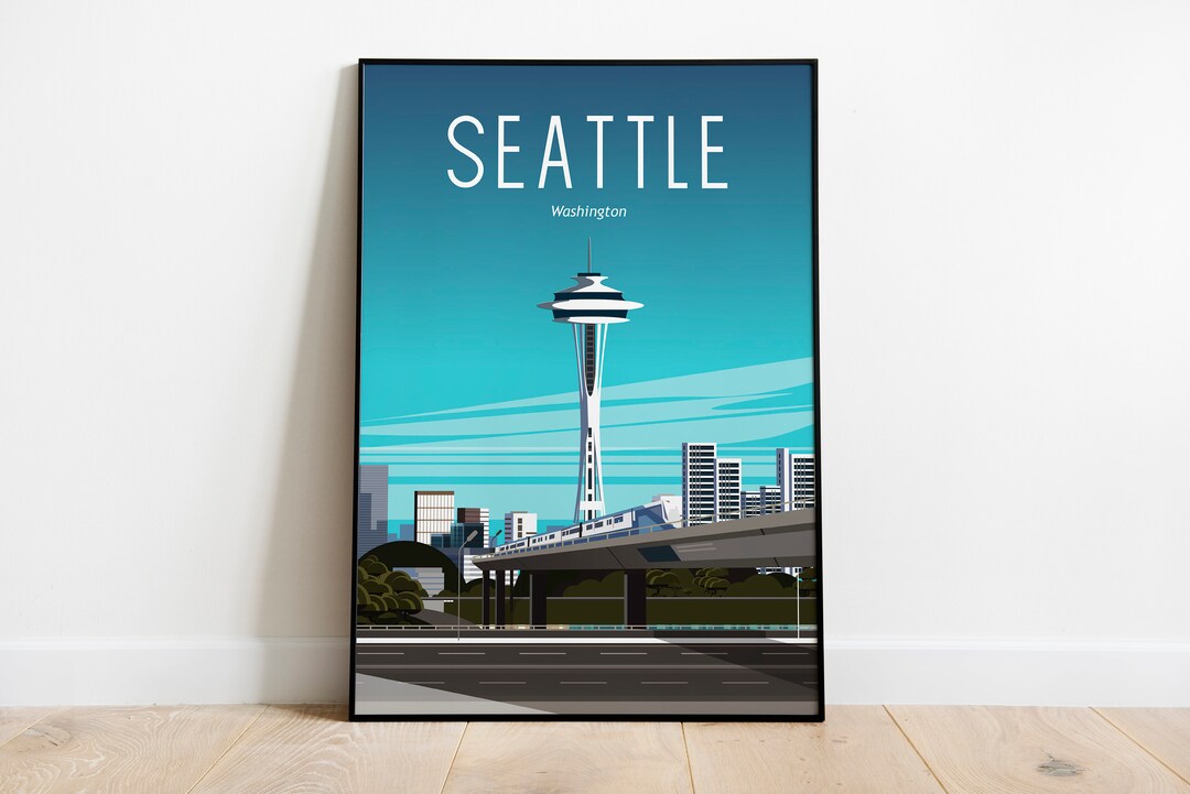 Seattle Washinton Travel Poster City Poster 8x10 12x16 12x18 16x20 ...