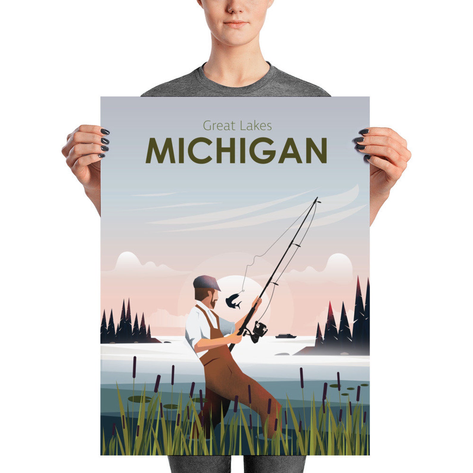 Great Lakes Michigan Vintage Style Poster, Michigan Tourism, Suttons ...