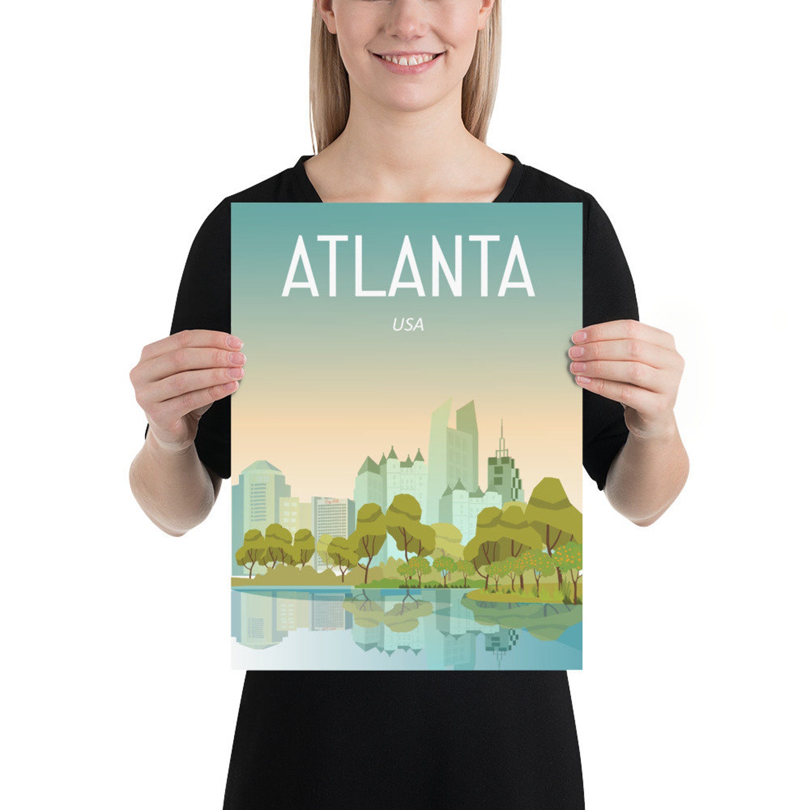 Atlanta Print Atlanta Travel Poster Atlanta Georgia Sizes: (inches ...