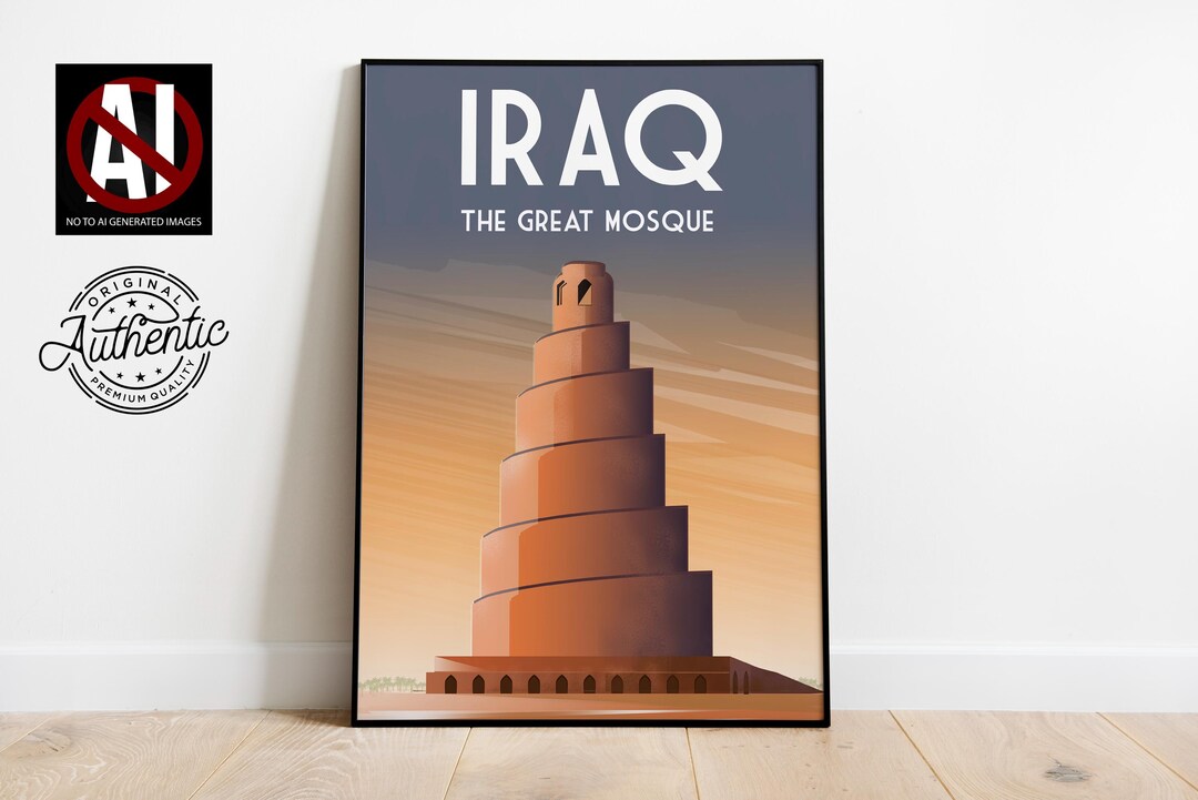 Iraq Travel Poster -the Great Mosque | Travel Poster Sizes: (inches ...